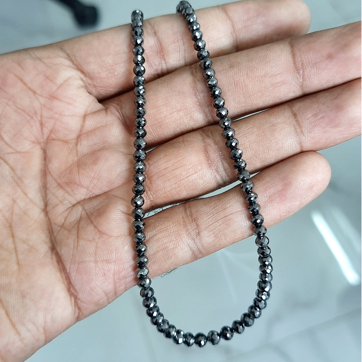 16 Inches Black Diamond Beads Necklace For Women - Avellinno